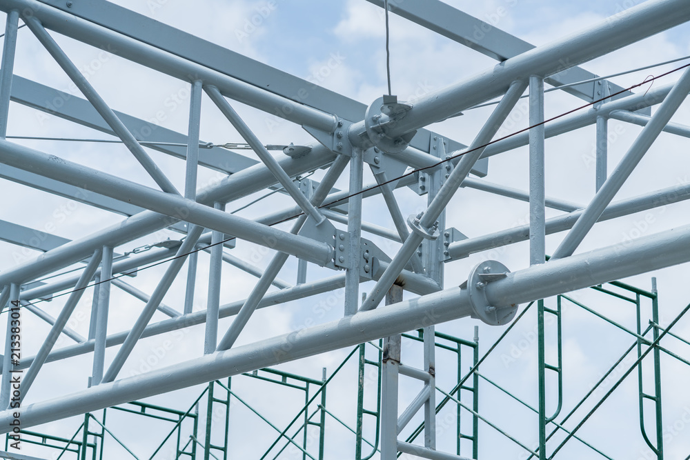 steel truss frame construction roof detail Stock Photo | Adobe Stock