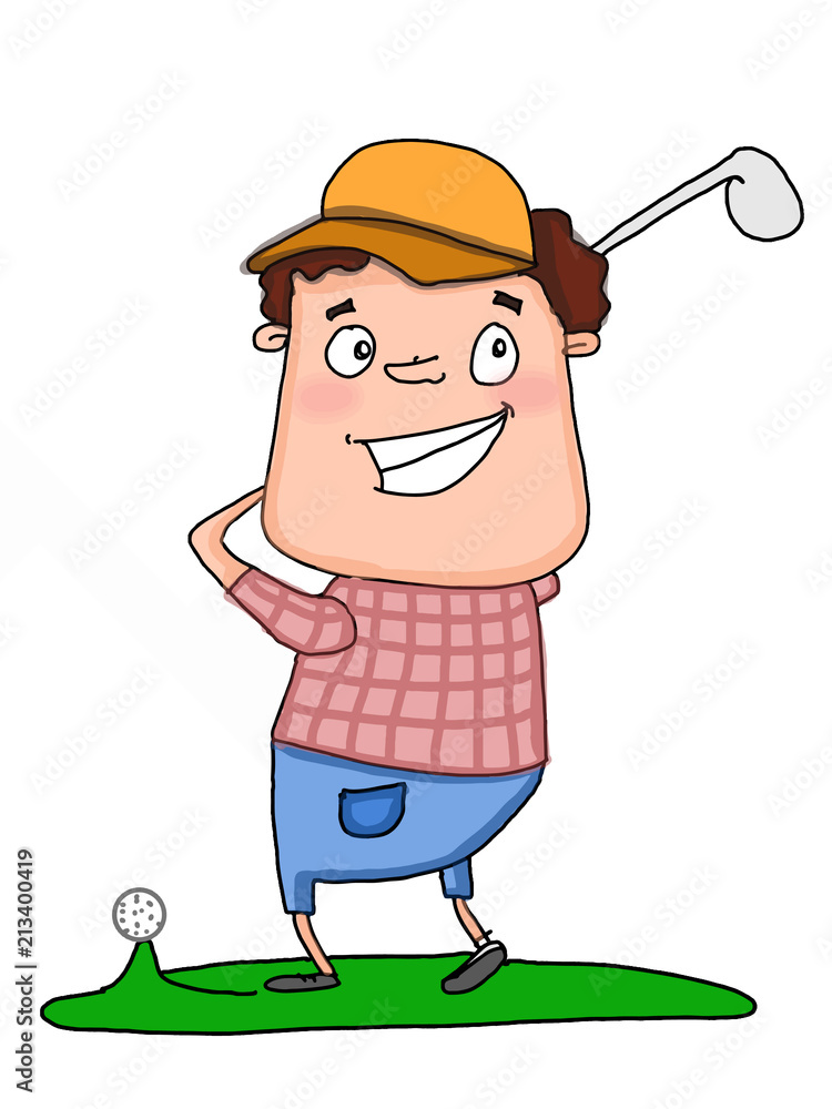 cartoon man characters playing golf Stock-illustration | Adobe Stock