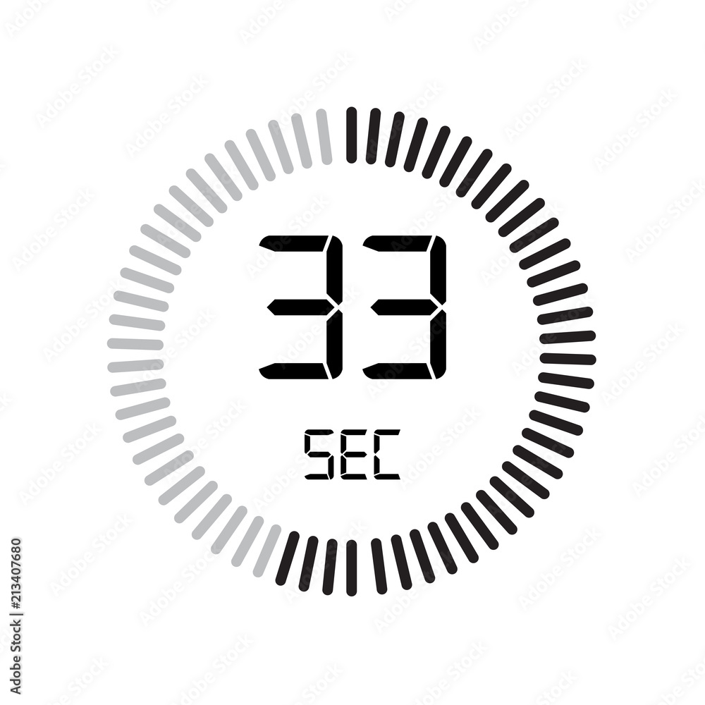 The 33 seconds icon, digital timer. clock and watch, timer, countdown ...