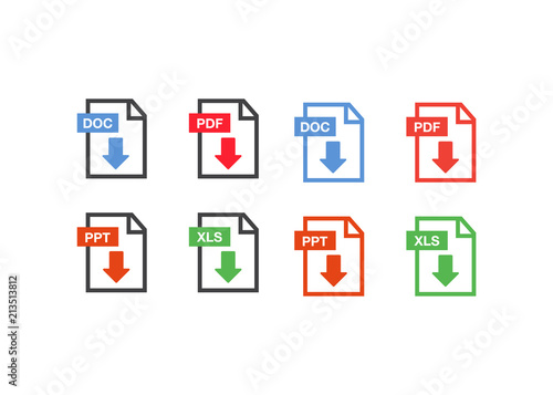 PDF File Icons. Document icon set. File Icons line style illustration ...