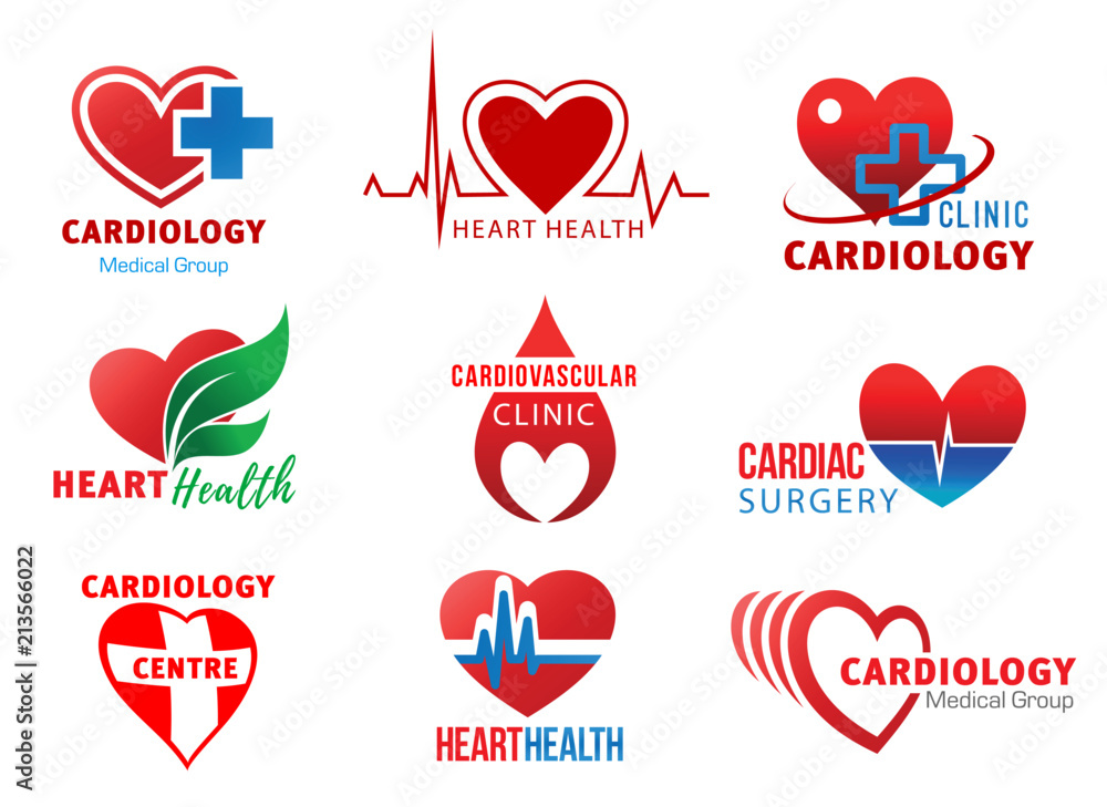 Cardiology cardiac surgery heart health symbols Stock Vector | Adobe Stock