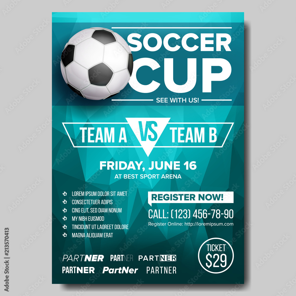 Soccer Poster Vector. Football Ball. Design For Sport Bar Promotion ...
