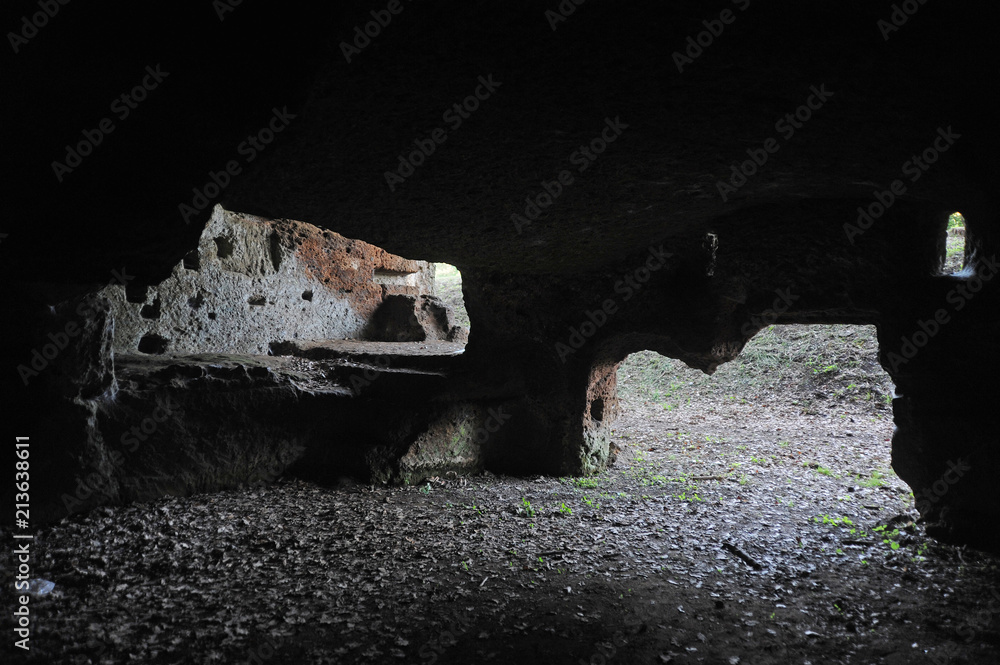 Stockfotot The amazing necropolis of Sutri near Rome is one of the best ...