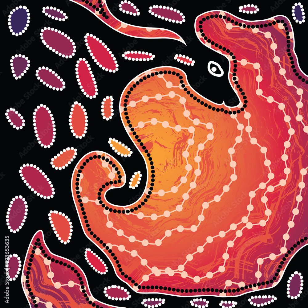 Aboriginal art vector background depicting kangaroo. Stock Vector | Adobe Stock