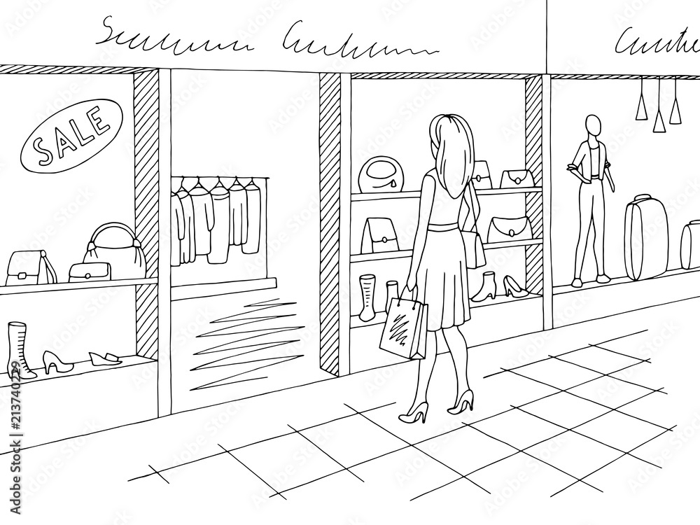 inside mall drawing