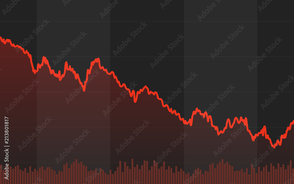 Vector de Stock Abstract financial bar chart with red downtrend line ...