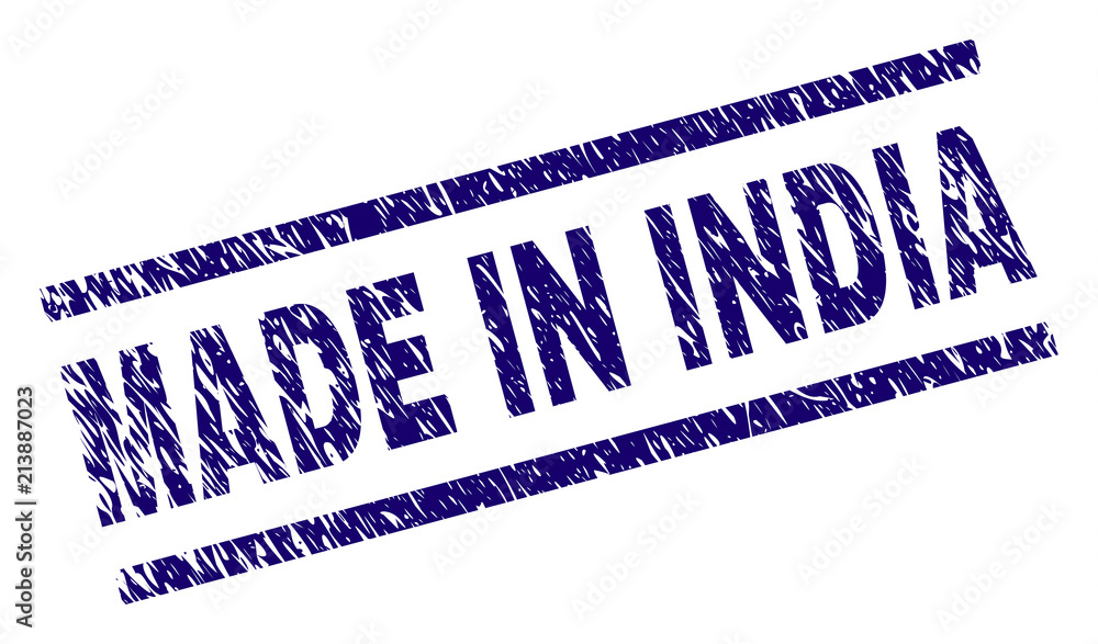 MADE IN INDIA stamp seal watermark with grunge style. Blue vector ...