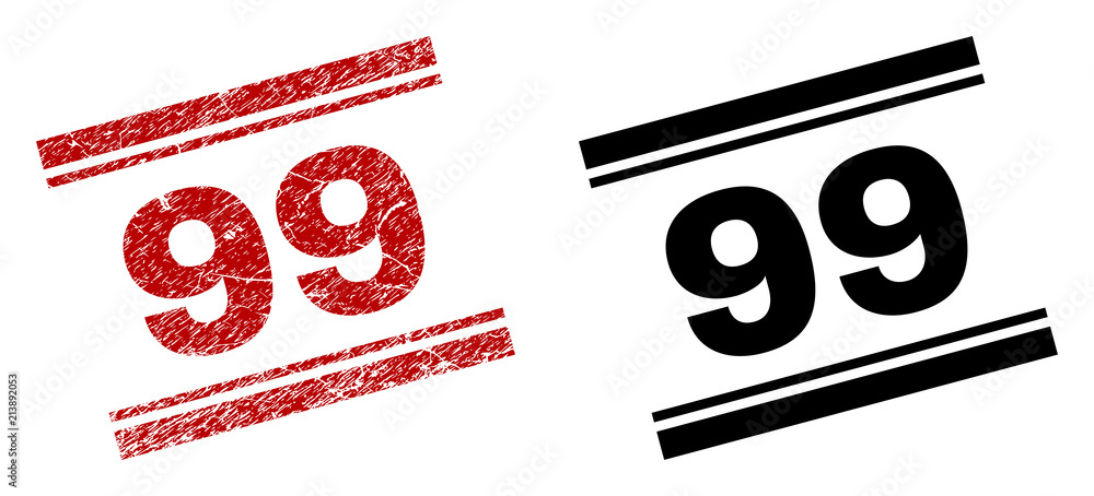 99 stamp seal watermark with red corroded and clean black version. Red ...