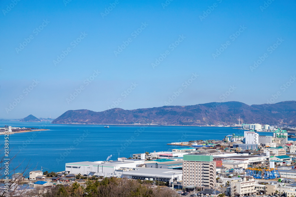 Landscape of Sakaide port in the Seto Inland Sea,Kagawa,Shikoku,Japan ...