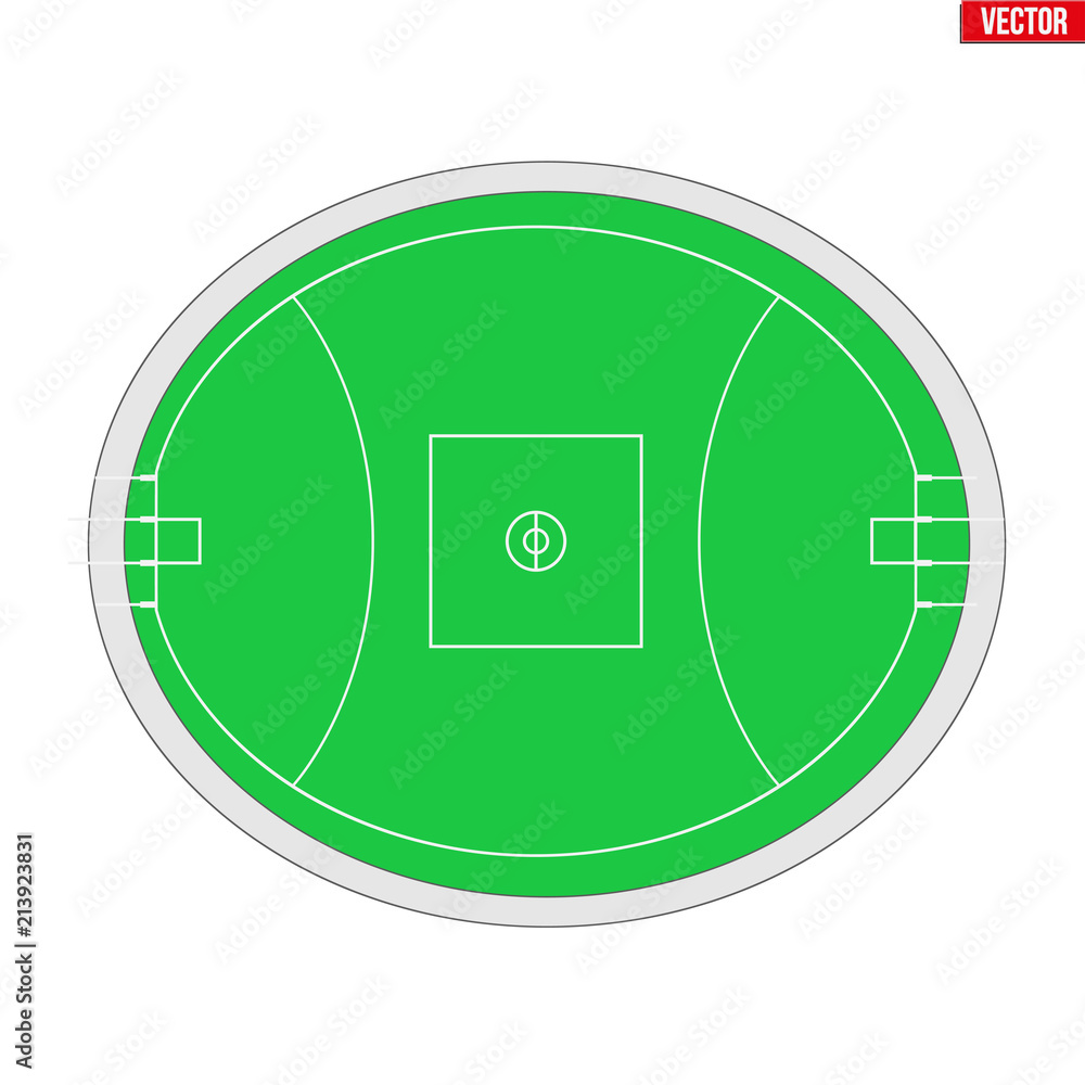 Sample of Australian rules football field in a simple outline. Scheme ...