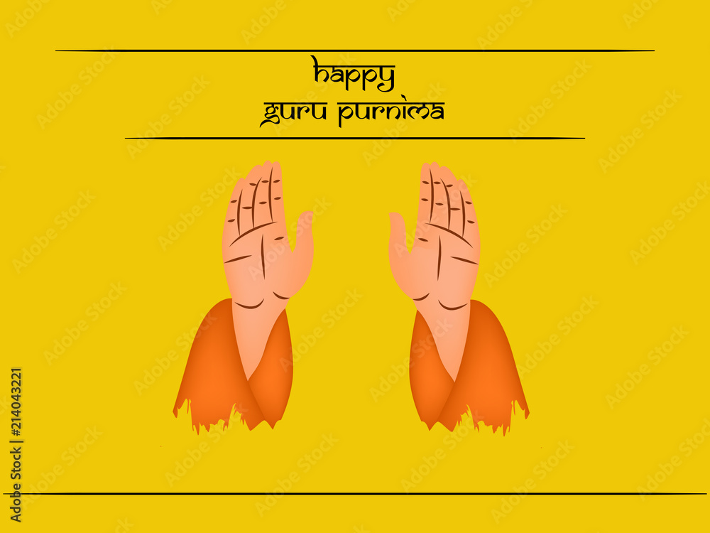 illustration of hands giving blessing with happy Guru Purnima text on ...