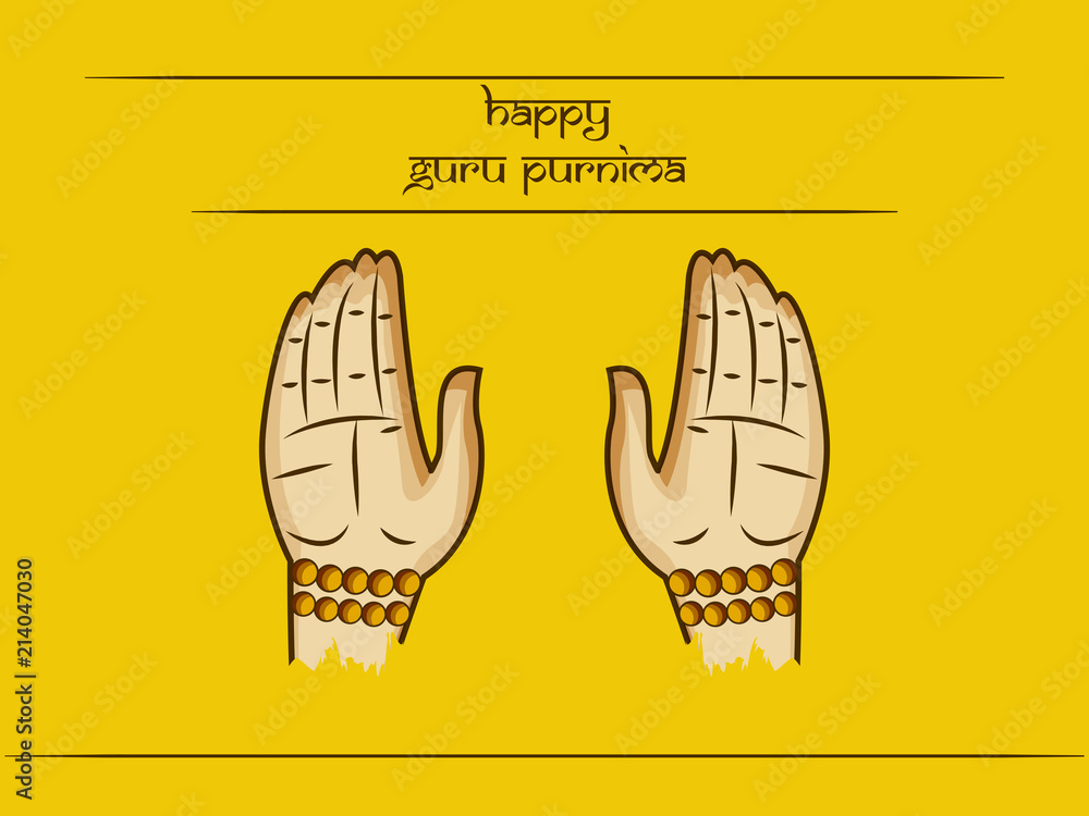 illustration of hands giving blessing with happy Guru Purnima text on ...