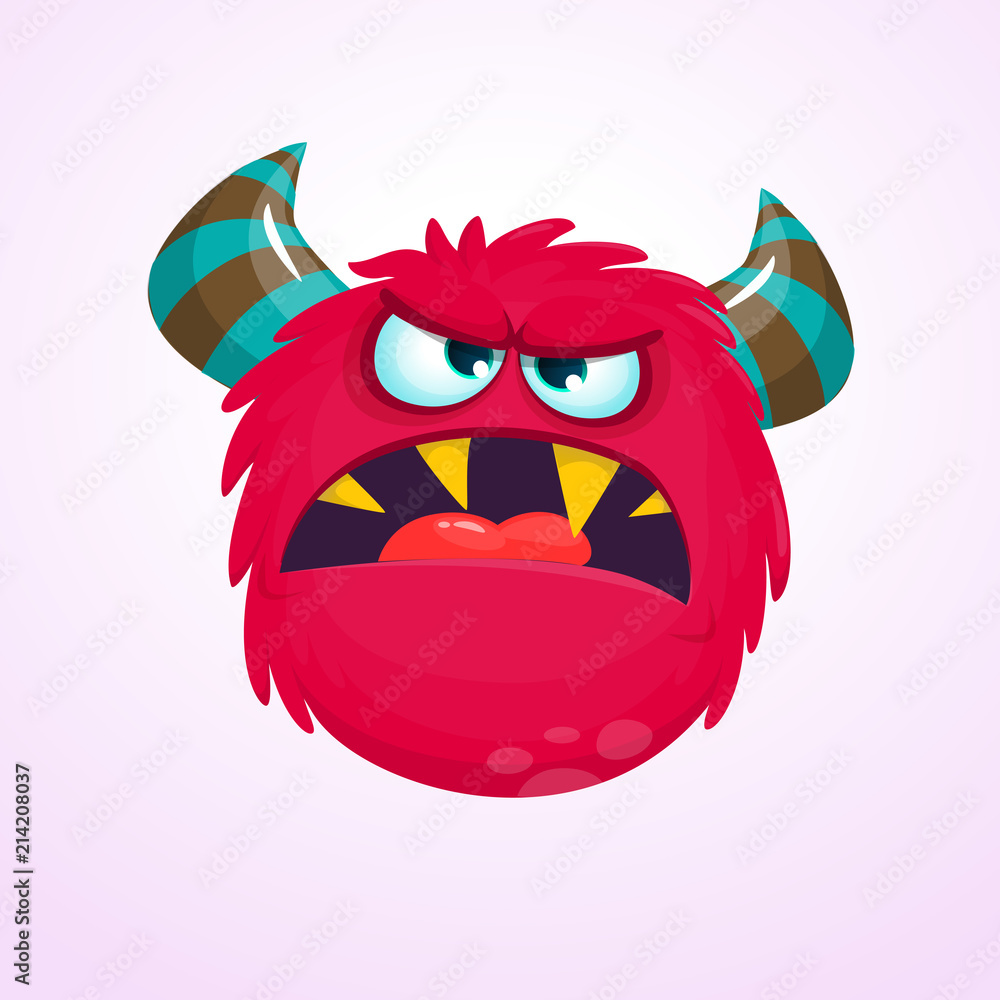 Angry cartoon monster. Angry red monster emotion. Halloween vector ...