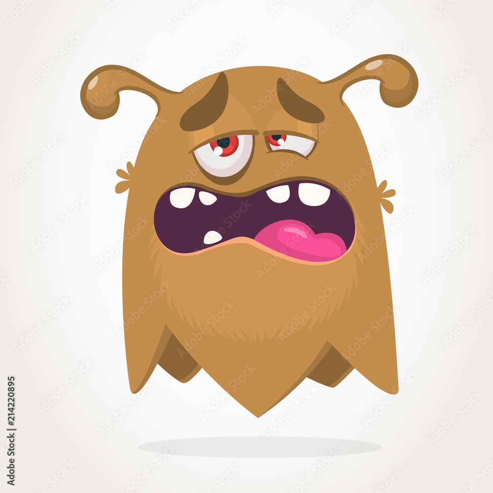 Sad monster expression, Halloween cartoon monster vector illustration ...