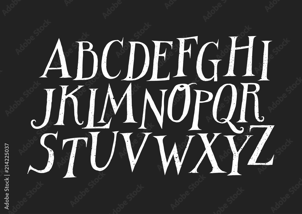Vector uppercase alphabet. Handwritten letters with serifs and contrast ...