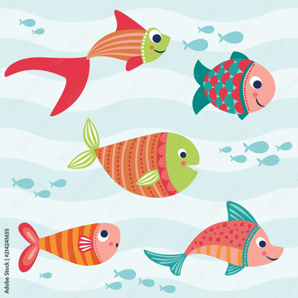 Group Of Fish Cartoon