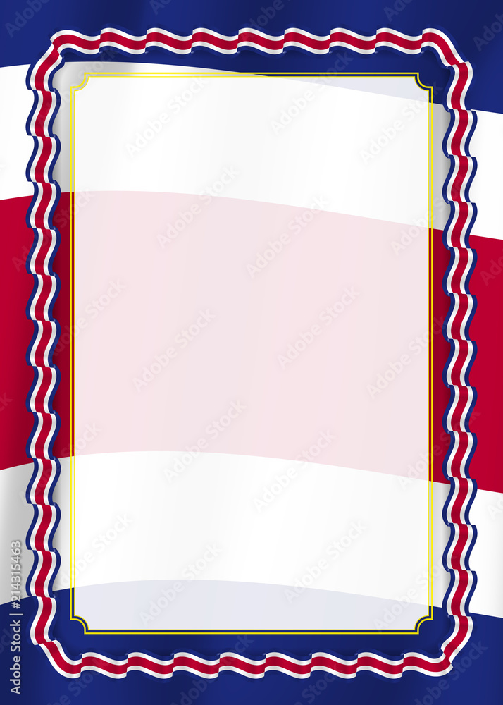 Frame and border of ribbon with Costa Rica flag, template elements for ...
