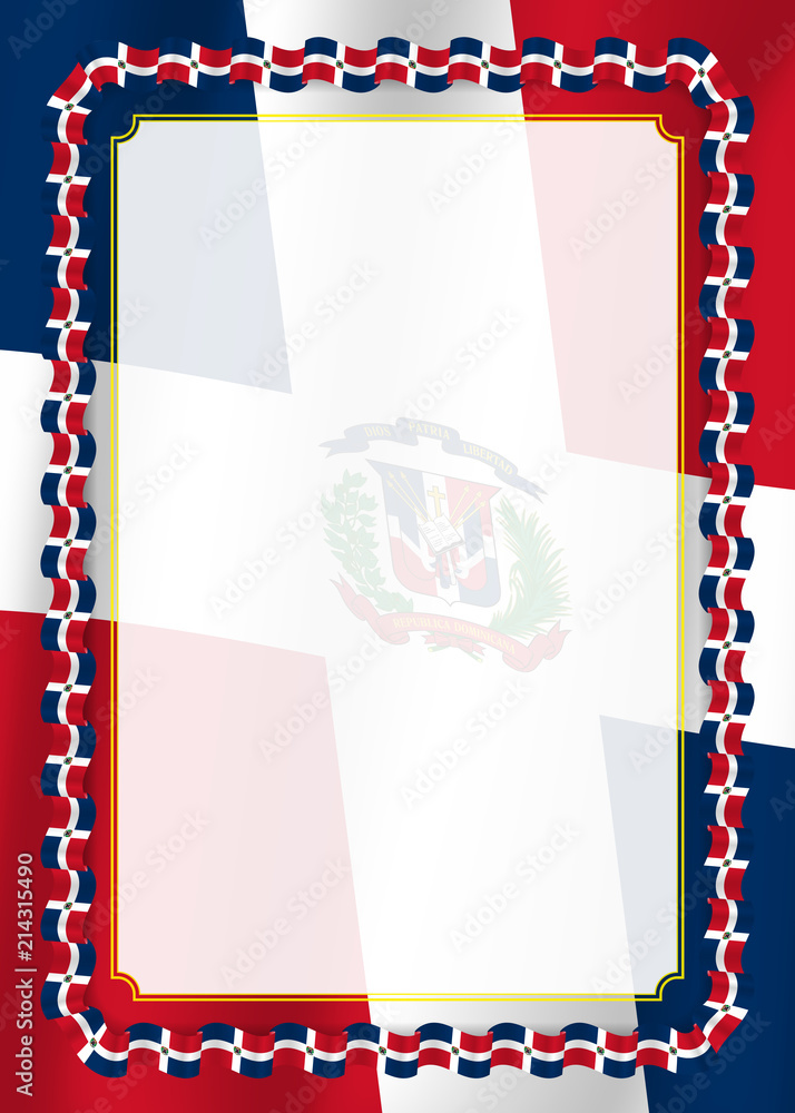 Frame and border of ribbon with Dominican Republic flag, template ...