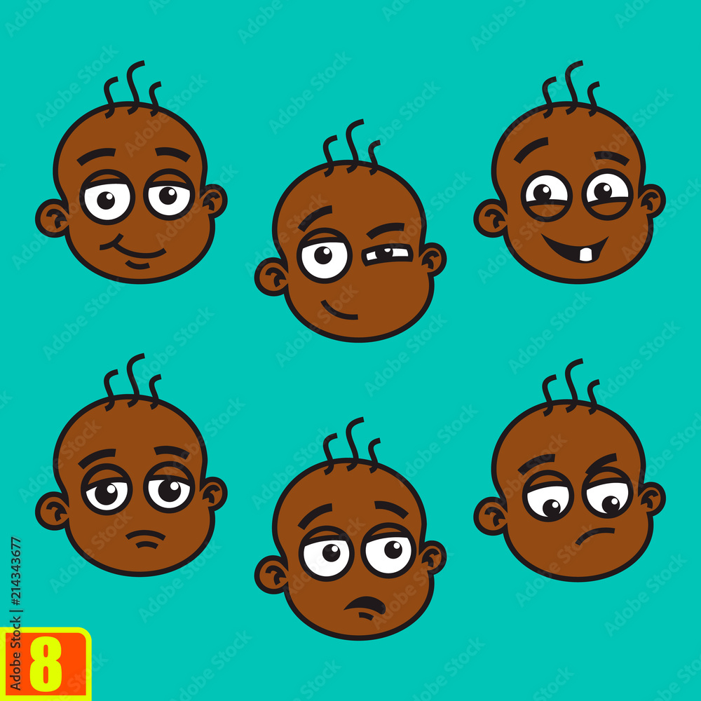 Emoticons cute baby icons. Funny faces showing different emotions ...