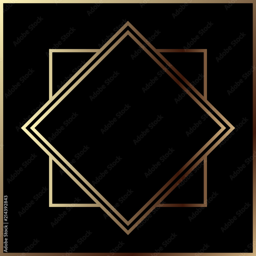 Art deco golden geometric metal frame border retro vintage sample ...