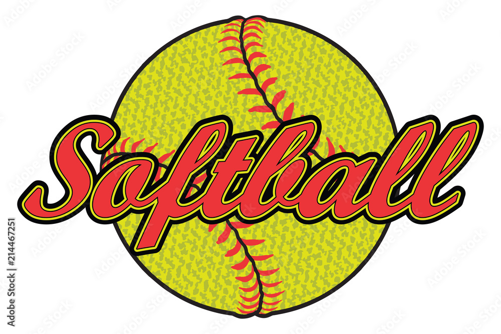 Softball Design with Textured Ball is an illustration of a softball ...