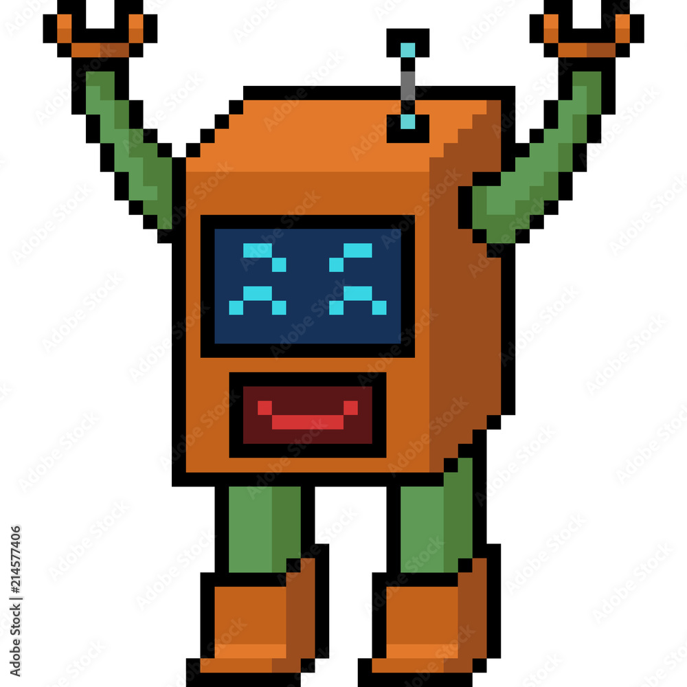 vector pixel art rectangle robot Stock Vector | Adobe Stock