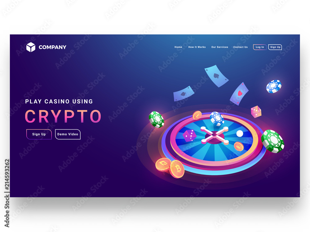 Responsive landing page design with isometric slot machine and crypto ...