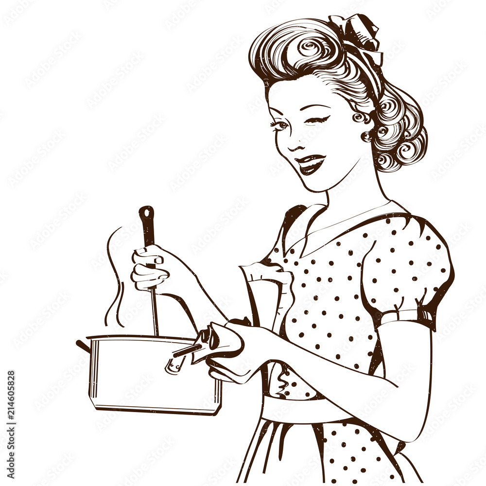 Vintage Lady Cooking