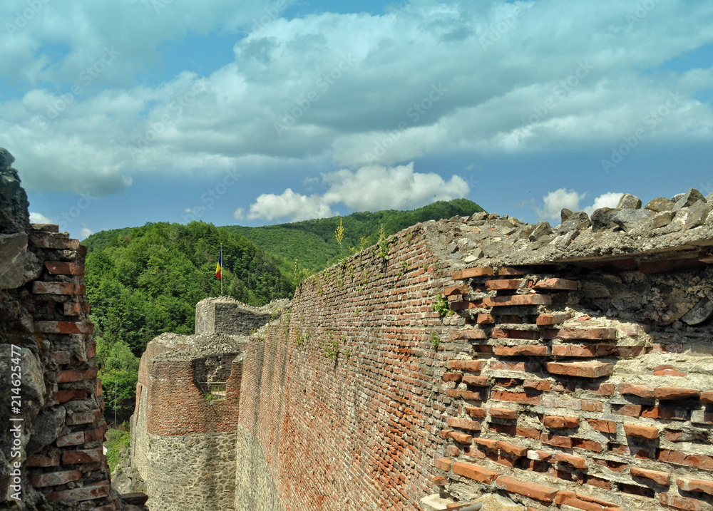 Romania, ruins castle of Dracula Vlad the Impaler also known as Poenari ...