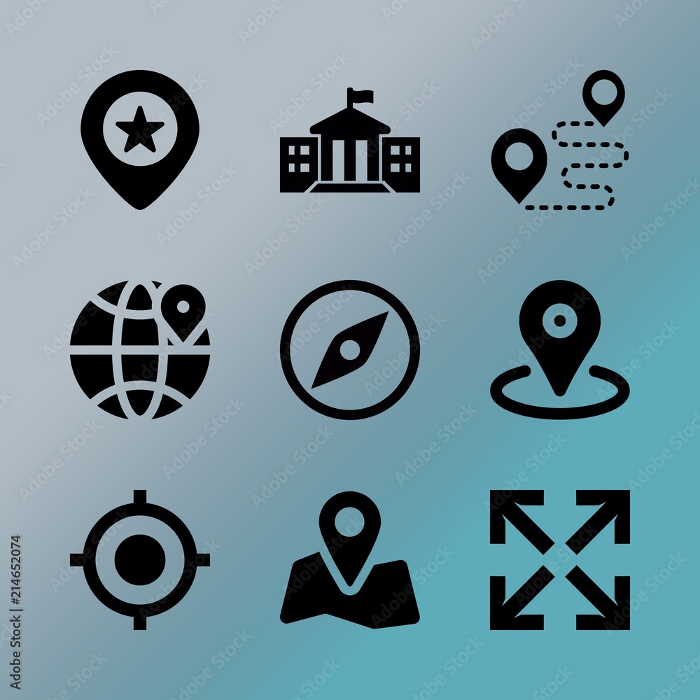 Image vectorielle Stock Vector icon set about location with 9 icons ...