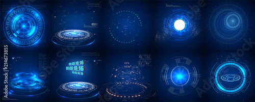 Hud futuristic element. Set of Circle Abstract Digital Technology UI ...
