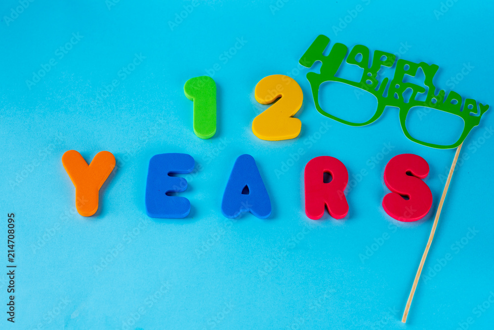12 years old celebrating classic logo. Colored happy anniversary 12 th ...