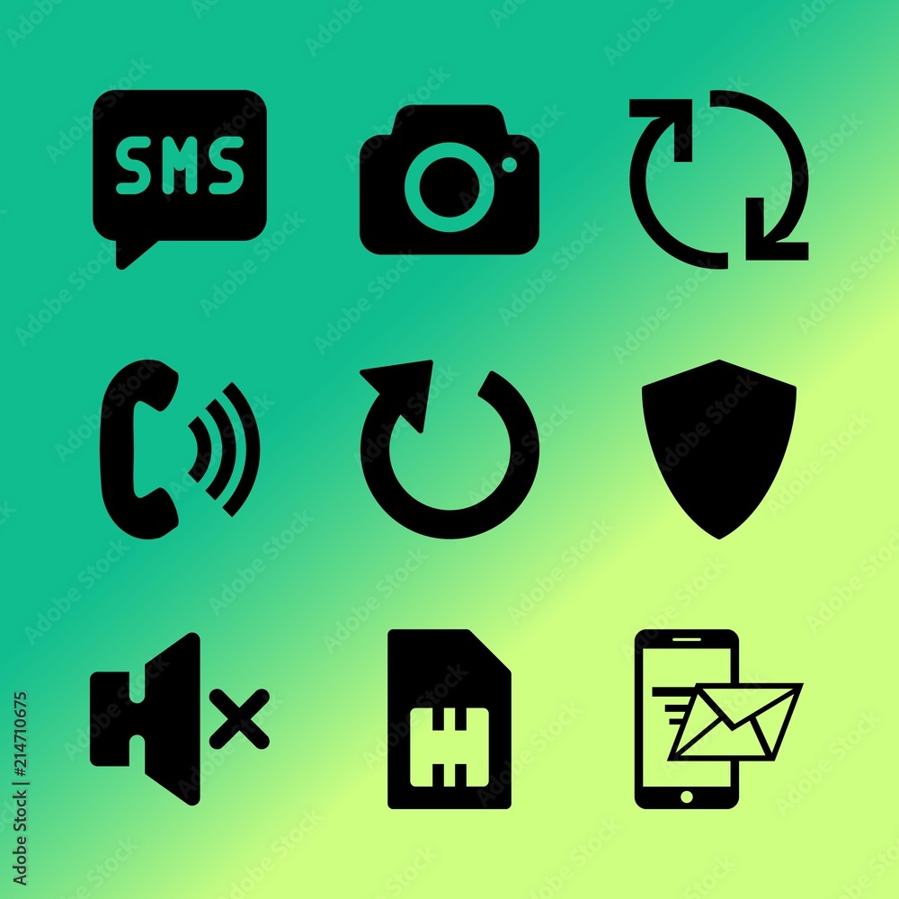 Vector icon set about mobile device with 9 icons related to future ...