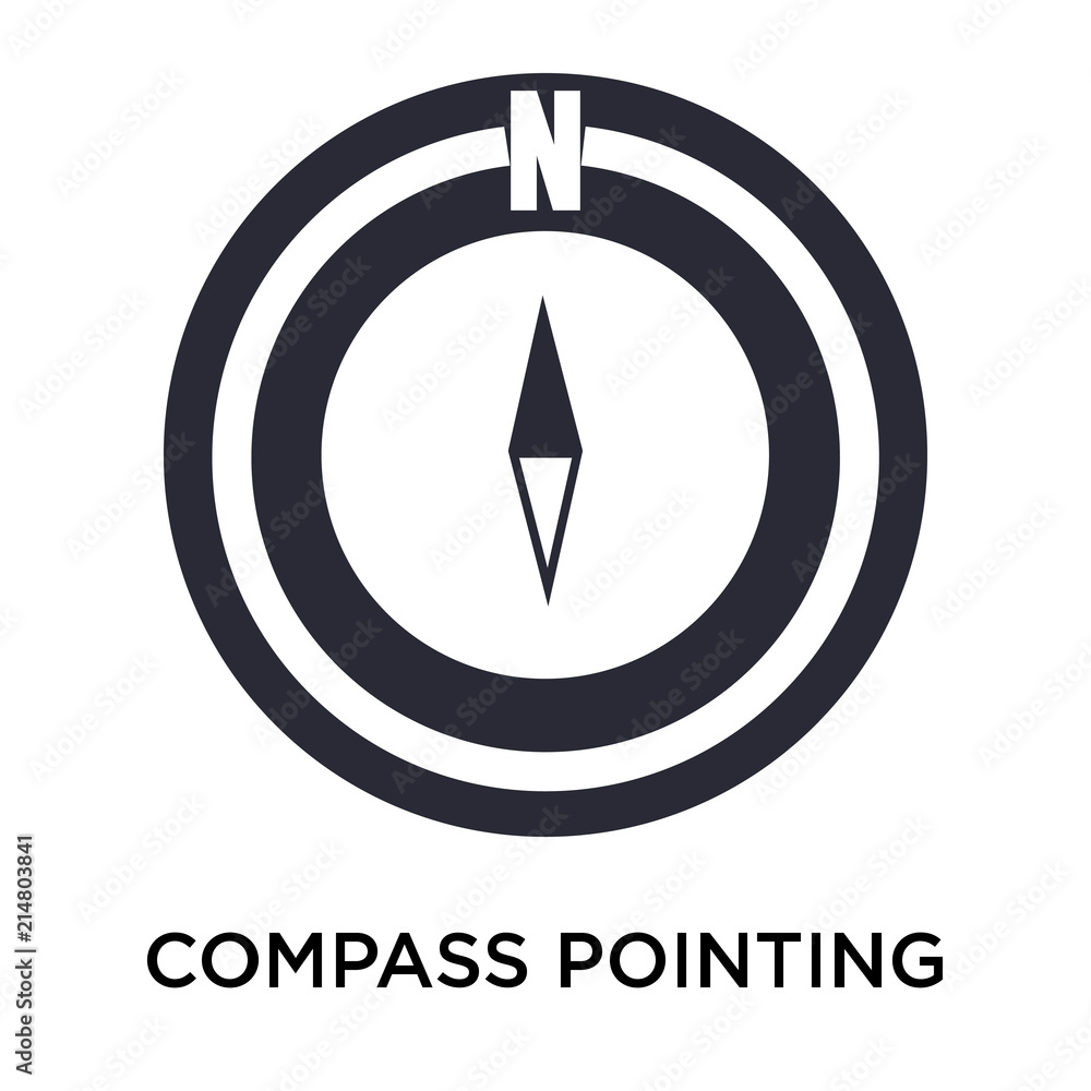 Compass pointing North icon vector sign and symbol isolated on white ...