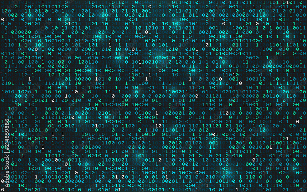 Image vectorielle Stock Abstract binary code background. Digital data concept. Bright streaming ...