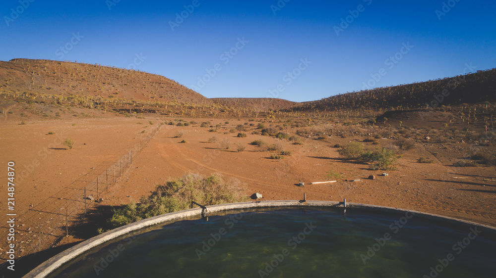 Aerial image over an old windmill / windpump / windpomp in the karoo ...