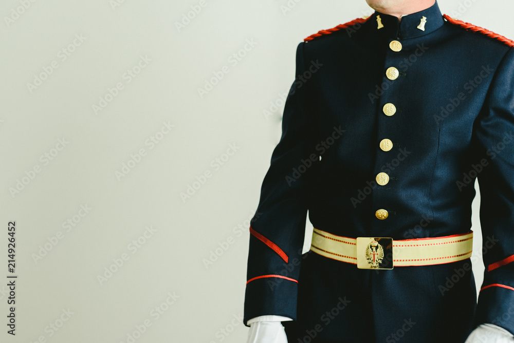 Military soldier wearing his dress uniform Stock Photo | Adobe Stock