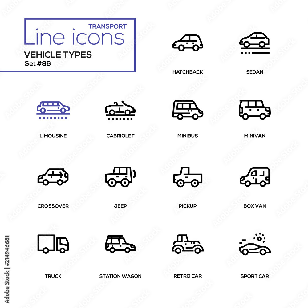 Vehicle types - line design icons set Stock Vector | Adobe Stock