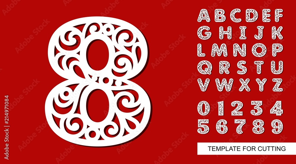 Image vectorielle Stock Number eight - 8. Full English alphabet and ...