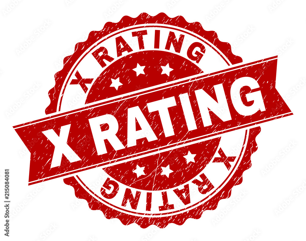 X RATING seal print with distress texture. Rubber seal imitation has ...