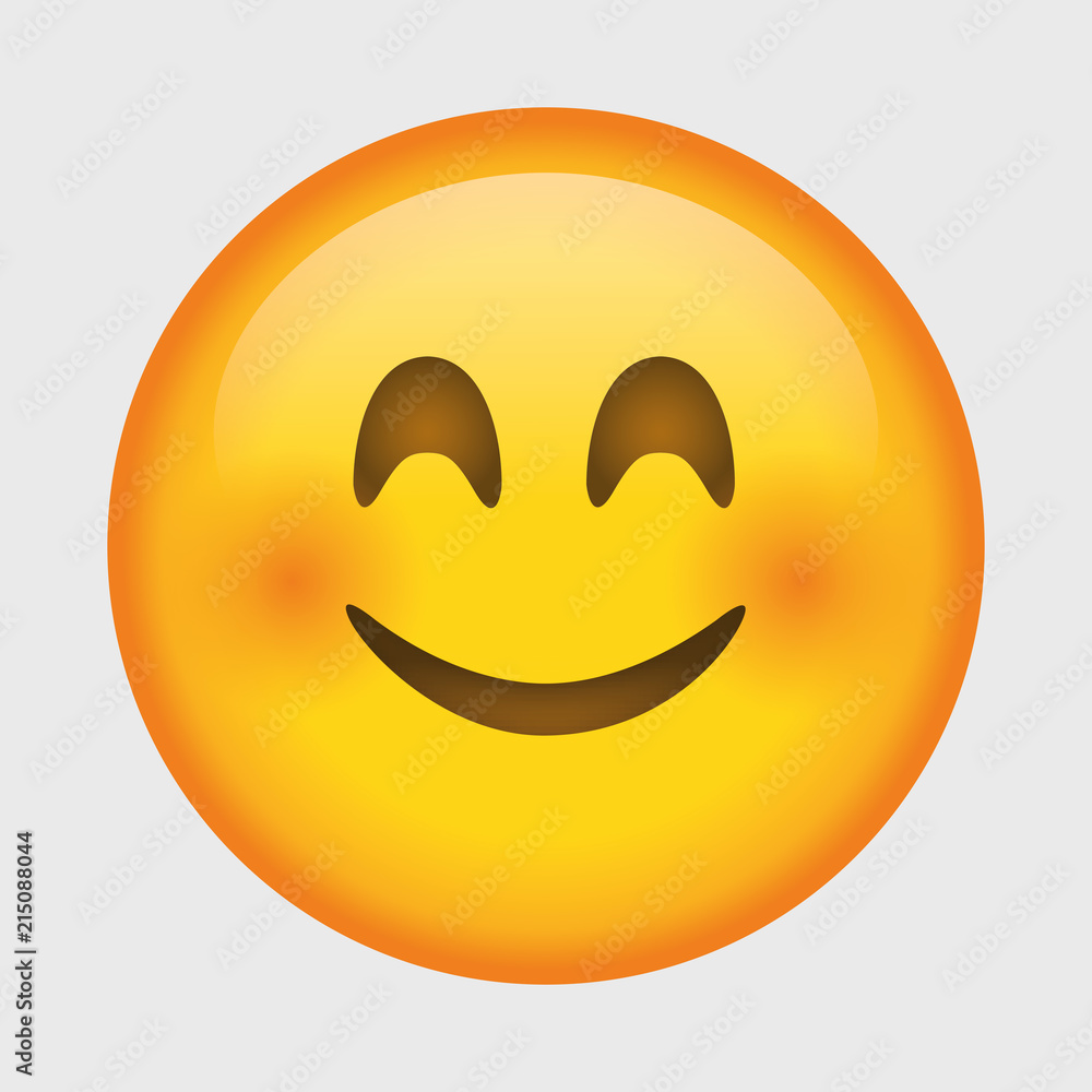 Vector smiling emoji. Smiling face. Happy. Cute emoticon isolated on ...