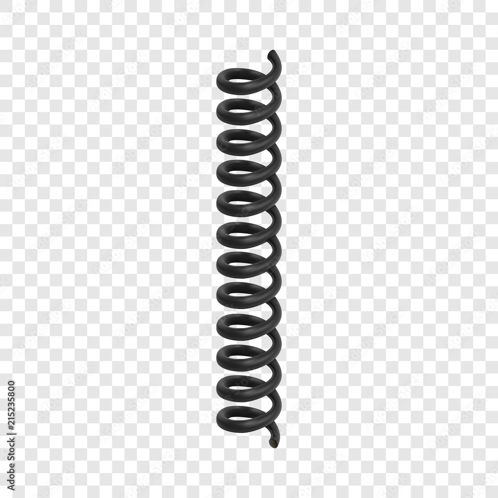 Black spiral cable mockup. Realistic illustration of black spiral cable ...
