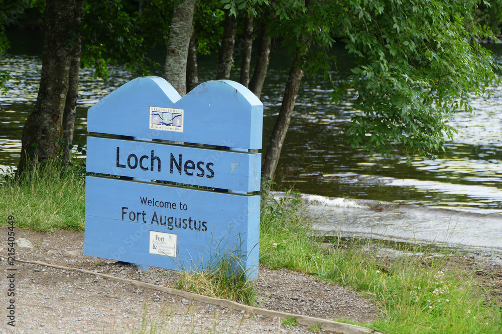 Fort Augustus, Scotland - July 26 2016: Famous Loch Ness sign Stock ...