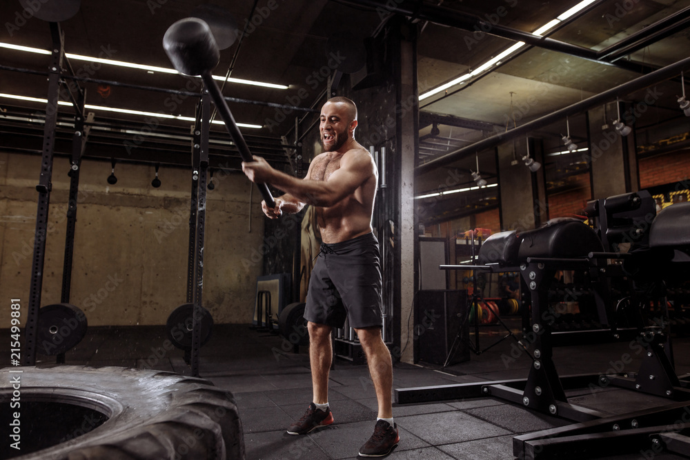 heavyweight and bodybuilding concept.muscles of iron. full length photo ...