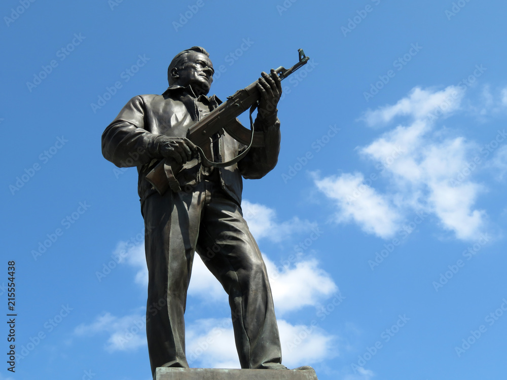 Monument to the designer Mikhail Kalashnikov, the creator of the ...