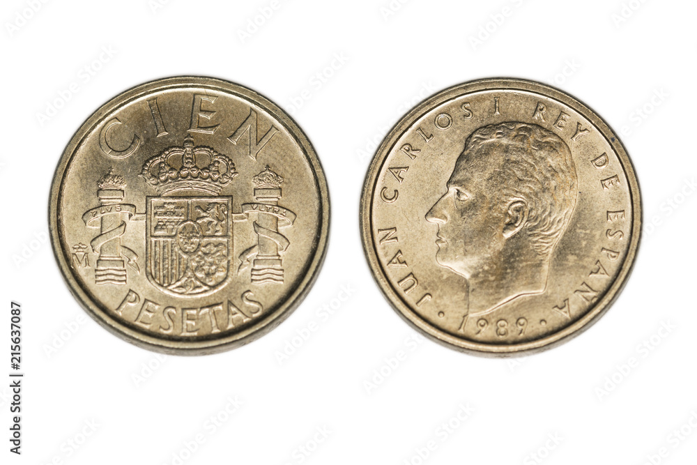 Foto Moneda de 100 pesetas. Anverso: CIEN y el escudo de España Reverso ...
