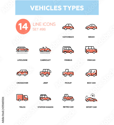 Vehicle types - line design icons set - Buy this stock vector and ...