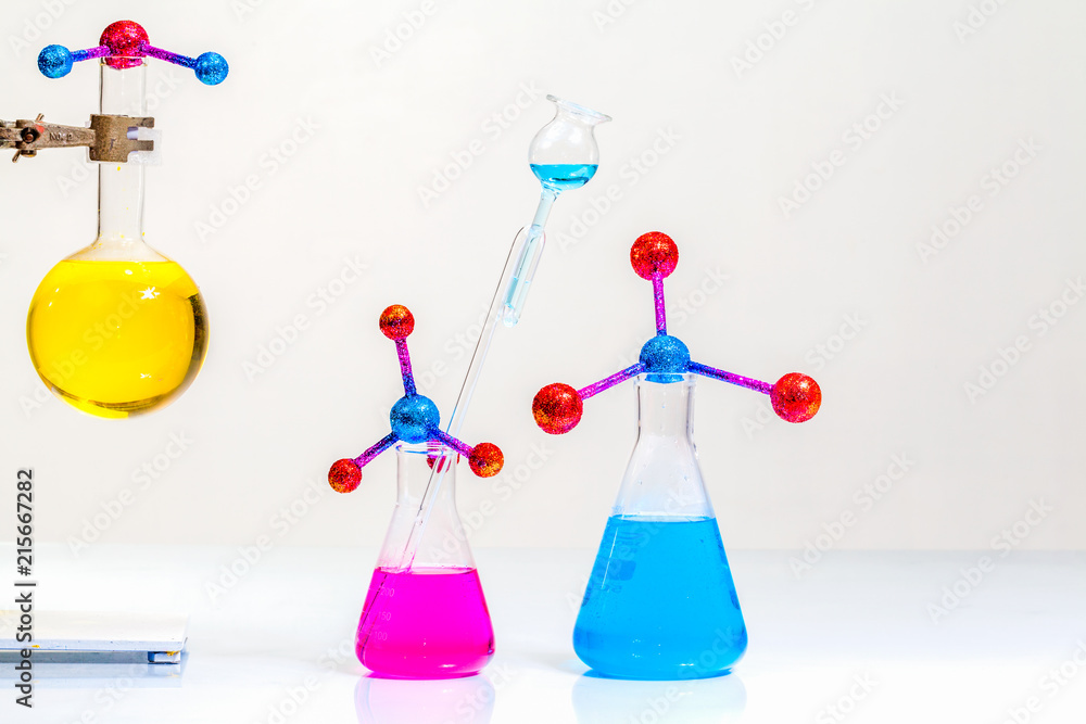 Lab experiments molecule structure with chemical experiment tube In the ...