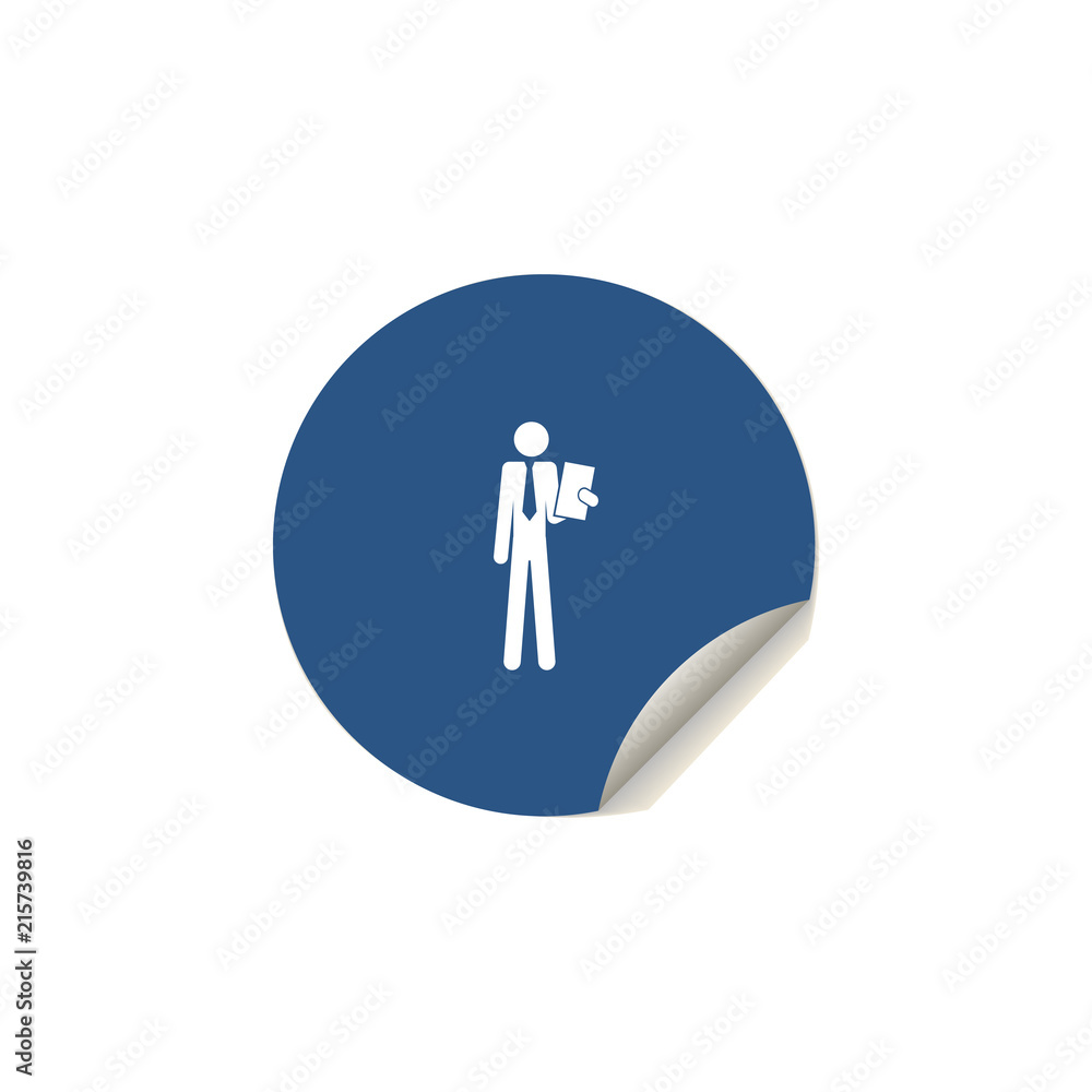 business man with a folder icon in sticker style. One of people in work ...