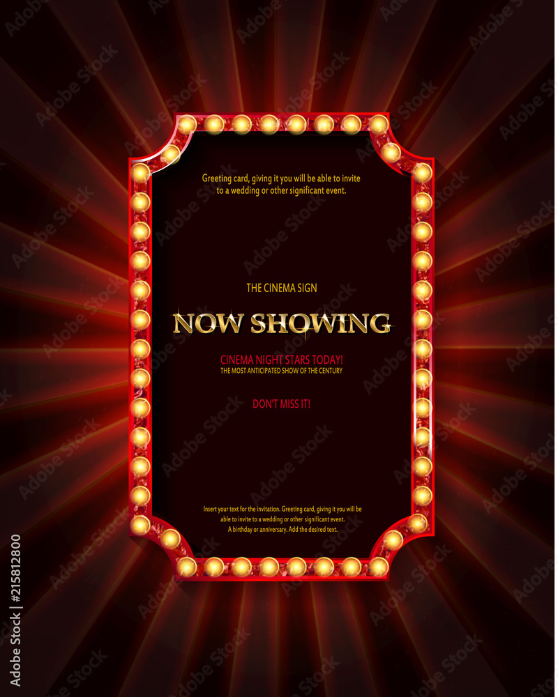 Red frame with light bulbs Stock Vector | Adobe Stock